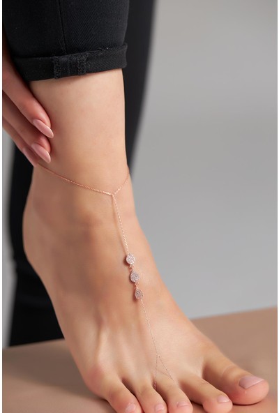 Ninova Silver Ninova Üçlü Damla Model Rose Kaplama Gümüş Ayak Şahmeranı Ninova Silver Ninova Üçlü Damla Model Rose Kaplama Gümüş Ayak Şahmeranı