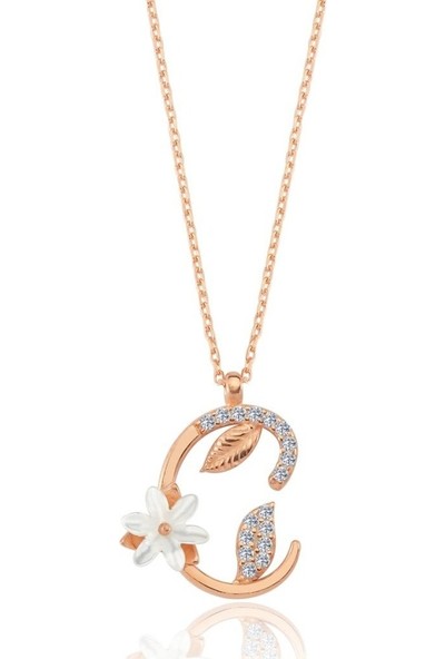 Mia Vento Işıltılı Manolya Çiçeği C Harfi Rose Renk Gümüş Harfli Kolye Mia Vento Işıltılı Manolya Çiçeği C Harfi Rose Renk Gümüş Harfli Kolye