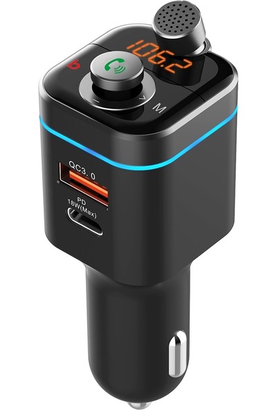 ZSZH C72 Araba Mp3 Çalar Alıcı Fm Verici PD18W Usb-C Araç Şarj-Siyah (Yurt Dışından)