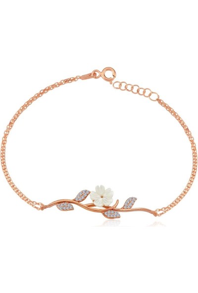 Mia Vento Manolya Çiçeği Bağı Rose Renk Gümüş Bileklik