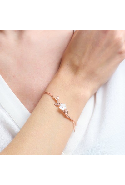 Mia Vento Manolya Çiçeği Asaleti Rose Renk Gümüş Bileklik