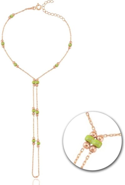 Mia Vento Lime Yeşili Boncuk Detay Rose Renk Gümüş Şahmeran