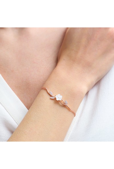 Mia Vento Manolya Çiçeği Tutkusu Rose Renk Gümüş Bileklik