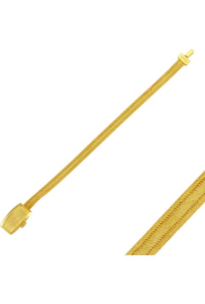 Mia Vento Klasik Düz Toka Altın Kaplama 3 Sıra Gümüş Trabzon Hasırı Bileklik