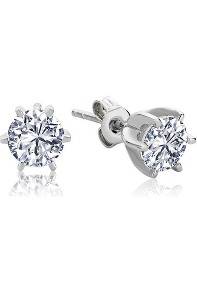 Mia Vento Mia Zirconia Taşlı 1.00 Karat Prenses Tektaş Gümüş Küpe Mia Vento Mia Zirconia Taşlı 1.00 Karat Prenses Tektaş Gümüş Küpe