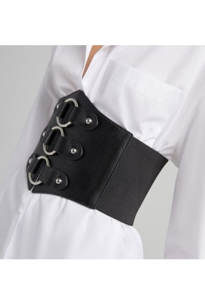 BellaVino Kadın Siyah Halka Detaylı Korse Kemer R23 BellaVino Kadın Siyah Halka Detaylı Korse Kemer R23