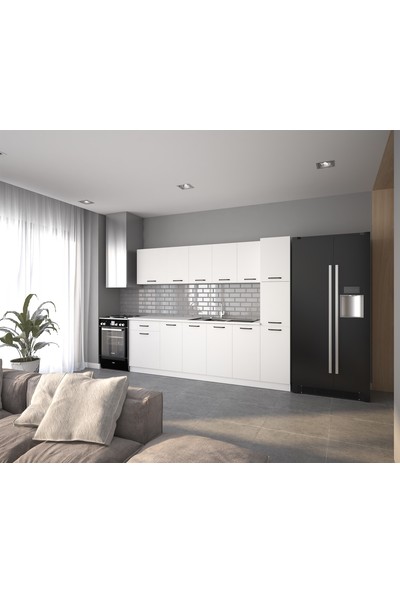 Visas Concept 260 cm Kardelen Hazır Mutfak Dolabı Beyaz