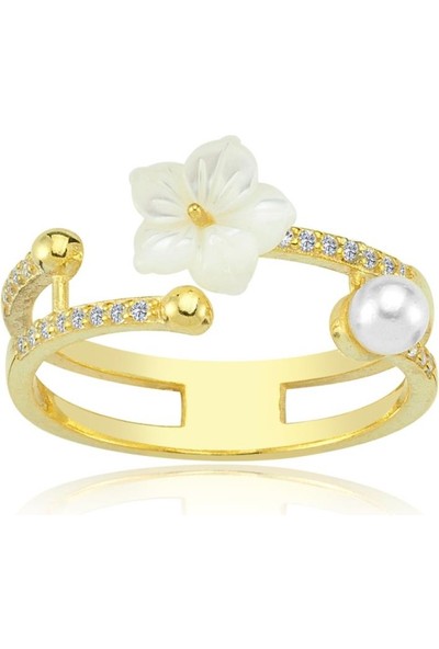 Mia Vento Sarmal Tutku Gold Renk Manolya Çiçeği Gümüş Yüzük Mia Vento Sarmal Tutku Gold Renk Manolya Çiçeği Gümüş Yüzük