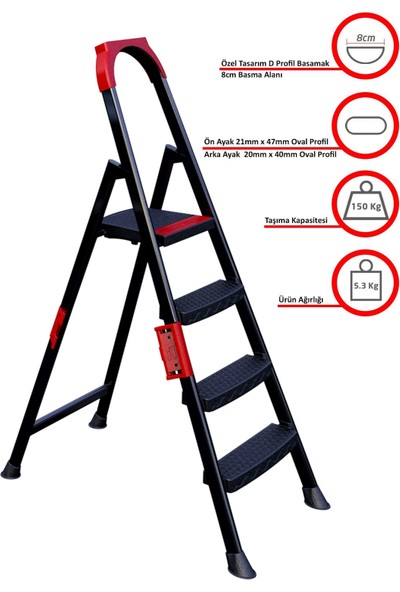 Ertekpa Anka Plus 3+1 Basamaklı Metal Merdiven Ertekpa Anka Plus 3+1 Basamaklı Metal Merdiven