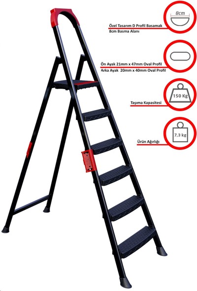 Ertekpa Anka Plus 5+1 Basamaklı Metal Merdiven Ertekpa Anka Plus 5+1 Basamaklı Metal Merdiven