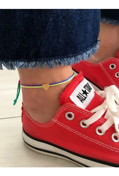 Serline Desing Kadın Gökkuşağı Ipli Kalpli Spor Halhal