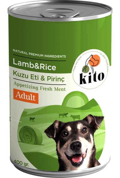 Kito Kuzu ve Pirinçli Konserve Yetişkin Köpek Maması 400 G