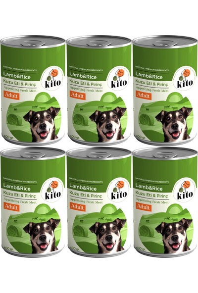 Kito Kuzu Etli ve Pirinçli Konserve Yetişkin Köpek Maması 6 x 400 G