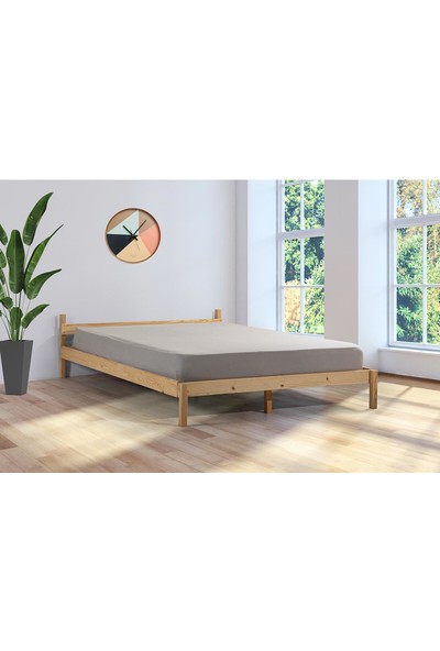 Renazzo Mobilya Letto Tek Kişilik Doğal Masif Ahşap Karyola