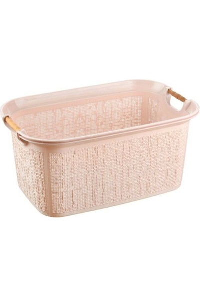 Tuffex Çamaşır Sepeti Dikdörtgen Ahşap Kulplu 30 Lt