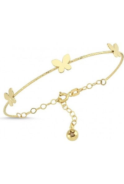 Online Takı 14 Ayar Altın Kelebekler Bilezik