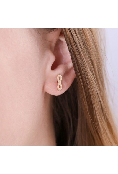 Online Takı 14 Ayar Altın Sonsuzluk Küpe