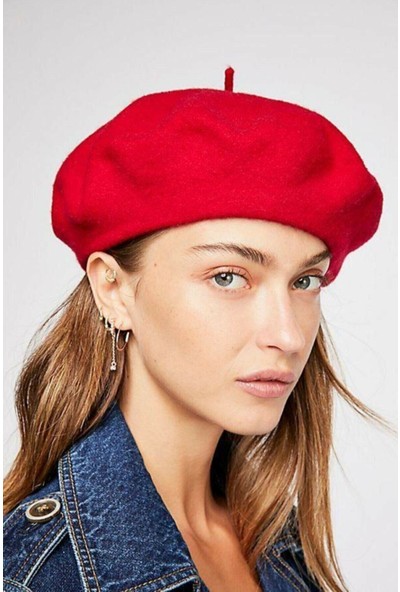 Megalaksi Kadın Keçe Fransız Ressam Bere Kırmızı