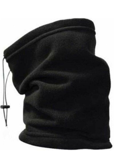 Megalaksi Unisex Siyah Kışlık Polar Bere Boyunluk Çift Fonksiyonlu