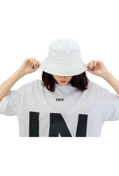 Megalaksi Düz Beyaz Bucket Hat Balıkçı Kova Şapka Unisex Megalaksi Düz Beyaz Bucket Hat Balıkçı Kova Şapka Unisex