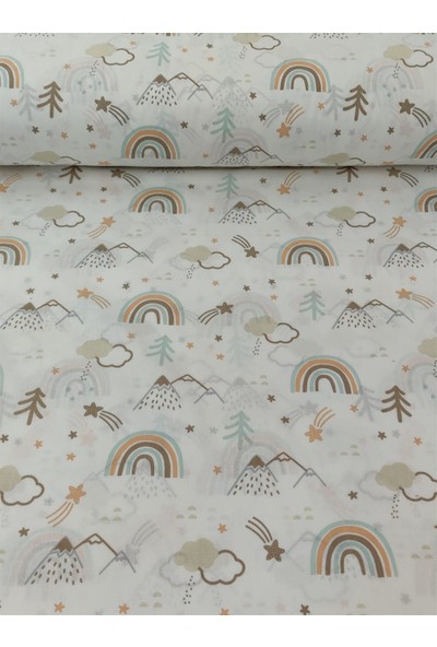 Bebek Özel %100 Pamuklu Bebek ve Çocuk Lastikli Çarşaf Kahverengi Gökkuşağı 70X110