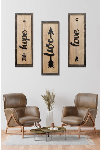 Düş Duvarı Hope Live Love Şık Kabartmalı 3D Duvar Tablosu