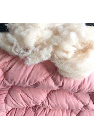 Örtü Tekstil Doğal Hakiki Yün Yorgan 3,5 kg ± Pudra Tek Kişilik 165 x 215 cm Lüks Ranforce Kumaş