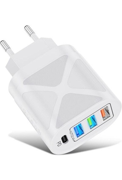 Zuidid Hızlı Şarj PD20W + Qc3.0 3 Usb’li Çoklu Şarj - Beyaz