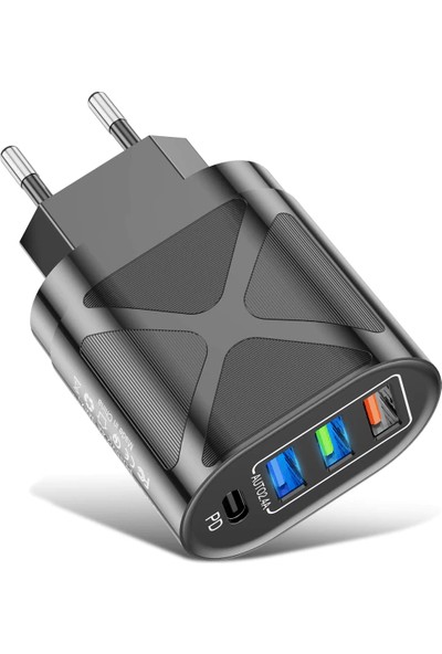 Zuidid Hızlı Şarj PD20W + Qc3.0 3 Usb’li Çoklu Şarj - Siyah Zuidid Hızlı Şarj PD20W + Qc3.0 3 Usb’li Çoklu Şarj - Siyah