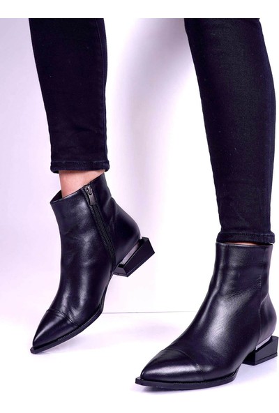 Shoemol Sıamo Sivri Burun Siyah Kadın Bot