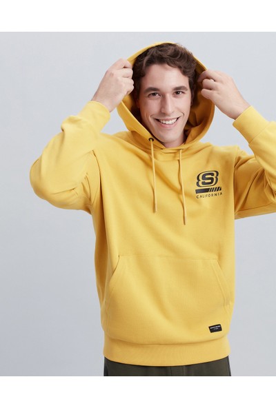 Skechers M Chest Logo Hoodie Erkek Sarı Sweatshirt - S212937-200