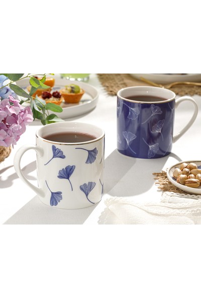 English Home Gingko Biloba New Bone 2'li Kupa 325 ml. Lacivert - Beyaz English Home Gingko Biloba New Bone 2'li Kupa 325 ml. Lacivert - Beyaz