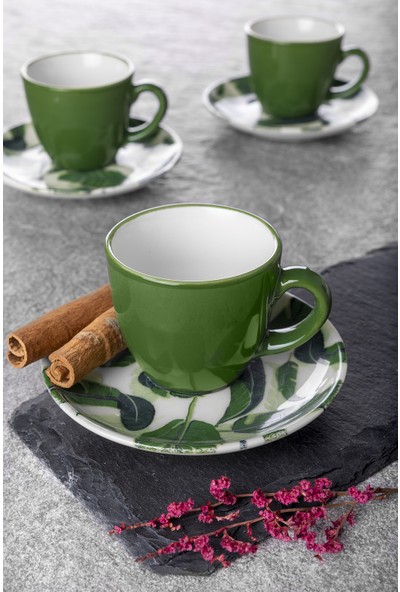 Tulu Porselen Tulu 6lı Kahve Fincan Takımı DB1036 Trend Çağla