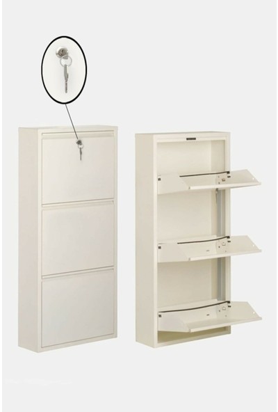 Imalatcım 3 Lü Metal Ayakkabılık-Kilitli