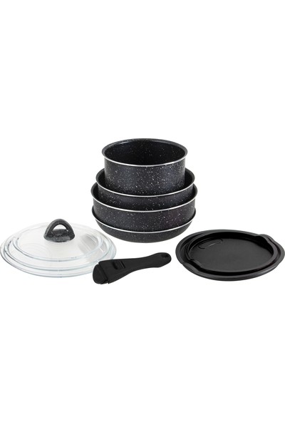 Eoptimall Blacksilver 10 Parça Çıkarılabilir Kulplu Tava Tencere Seti Eoptimall Blacksilver 10 Parça Çıkarılabilir Kulplu Tava Tencere Seti
