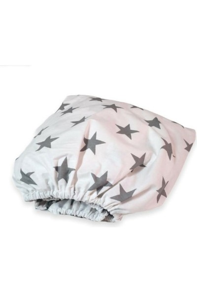 Bebek Özel % 100 Pamuklu Bebek ve Çocuk Lastikli Çarşaf Büyük Gri Yıldızlı 70 x 120 cm