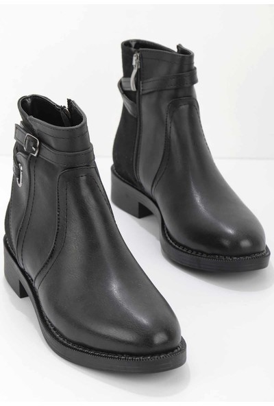 Bambi Siyah Siyah Süet Kadın Bot & Bootie K02578111009
