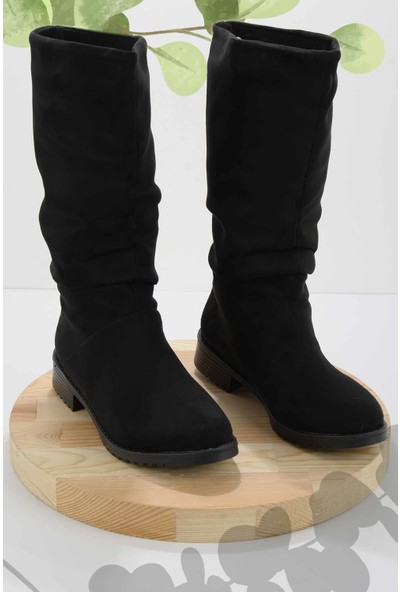 Bambi Siyah Süet Kadın Çizme K03935025002