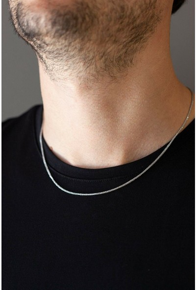 The Collection Unisex Gümüş Ince Yılan Model Çelik Zincir Erkek Kolye The Collection Unisex Gümüş Ince Yılan Model Çelik Zincir Erkek Kolye