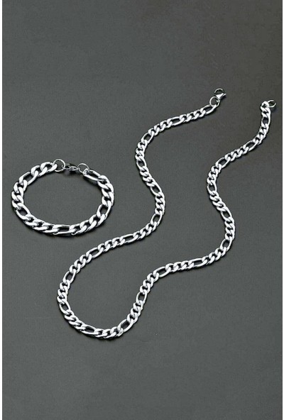 The Collection Figaro Şavin 3e1 Alaşım Erkek Bileklik ve Kolye Zincir Set