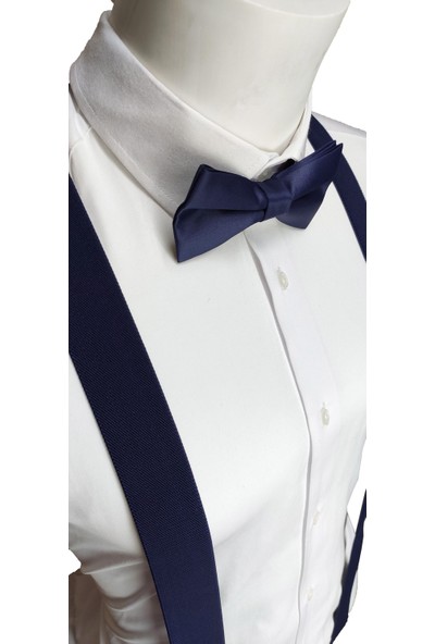 Elegante Cravatte Lacivert Renk Pantolon Askısı ve Papyon Seti Elegante Cravatte Lacivert Renk Pantolon Askısı ve Papyon Seti