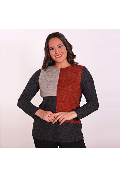 Trend42plus Büyük Beden Asimetrik Kesim Siyah Bluz