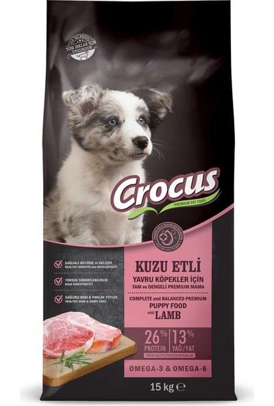 Crocus Kuzu Etli Pirinçli Yavru Köpek Maması 15 kg Crocus Kuzu Etli Pirinçli Yavru Köpek Maması 15 kg