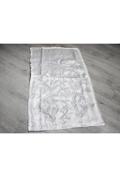 Çeyiz Diyarı Buğlem Nakışlı Lüx Saten Seccade Silver