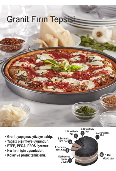 Aurrari Granit Çok Amaçlı Fırın Tepsisi-Chicago Pizza Fırın Tepsisi Aurrari Granit Çok Amaçlı Fırın Tepsisi-Chicago Pizza Fırın Tepsisi