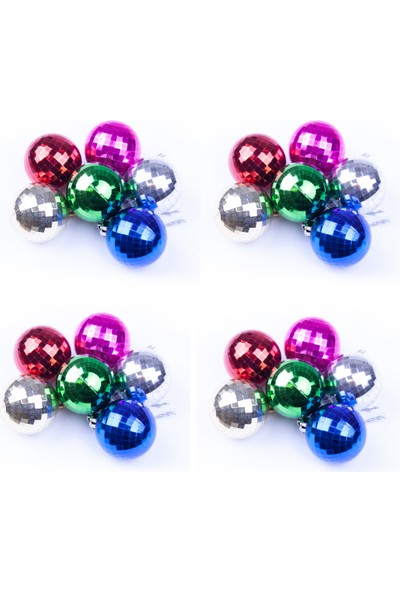 Happyland 4cm 24'lü Karışık Renkli Lüx Disco Yılbaşı Ağacı Cicitop Süs