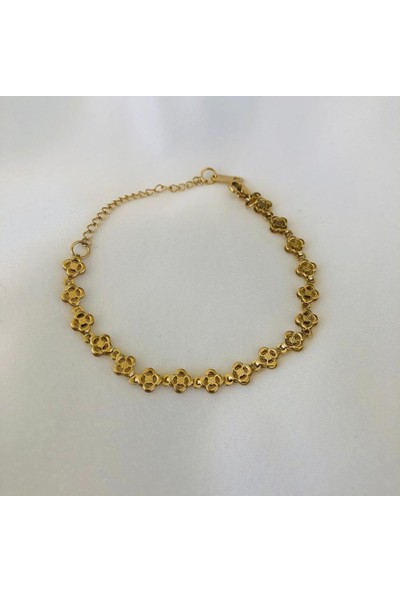 Stainless Steel Yoncalı Düz Zincir Çelik Bileklik