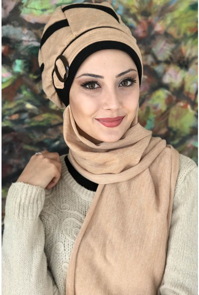 Yoisho Store Siyah Sarı Atkılı Tokalı Bere