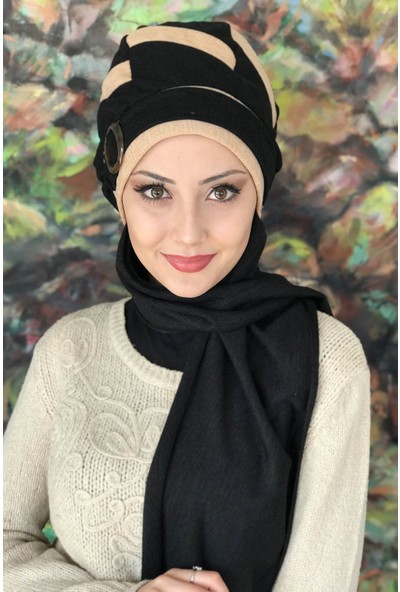 Yoisho Store Siyah Sarı Atkılı Tokalı Bere