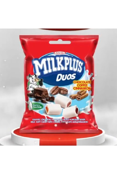 Tayaş Milkplus Duos Kahveli Çikolatalı Tarçınlı Sütlü Yumuşak Şeker 80 gr